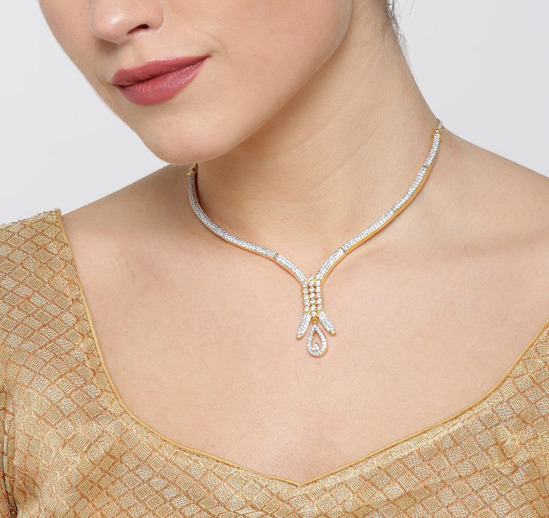 Trendy F1 American Diamond Gold Plated Jewellery Set Dream Jewels